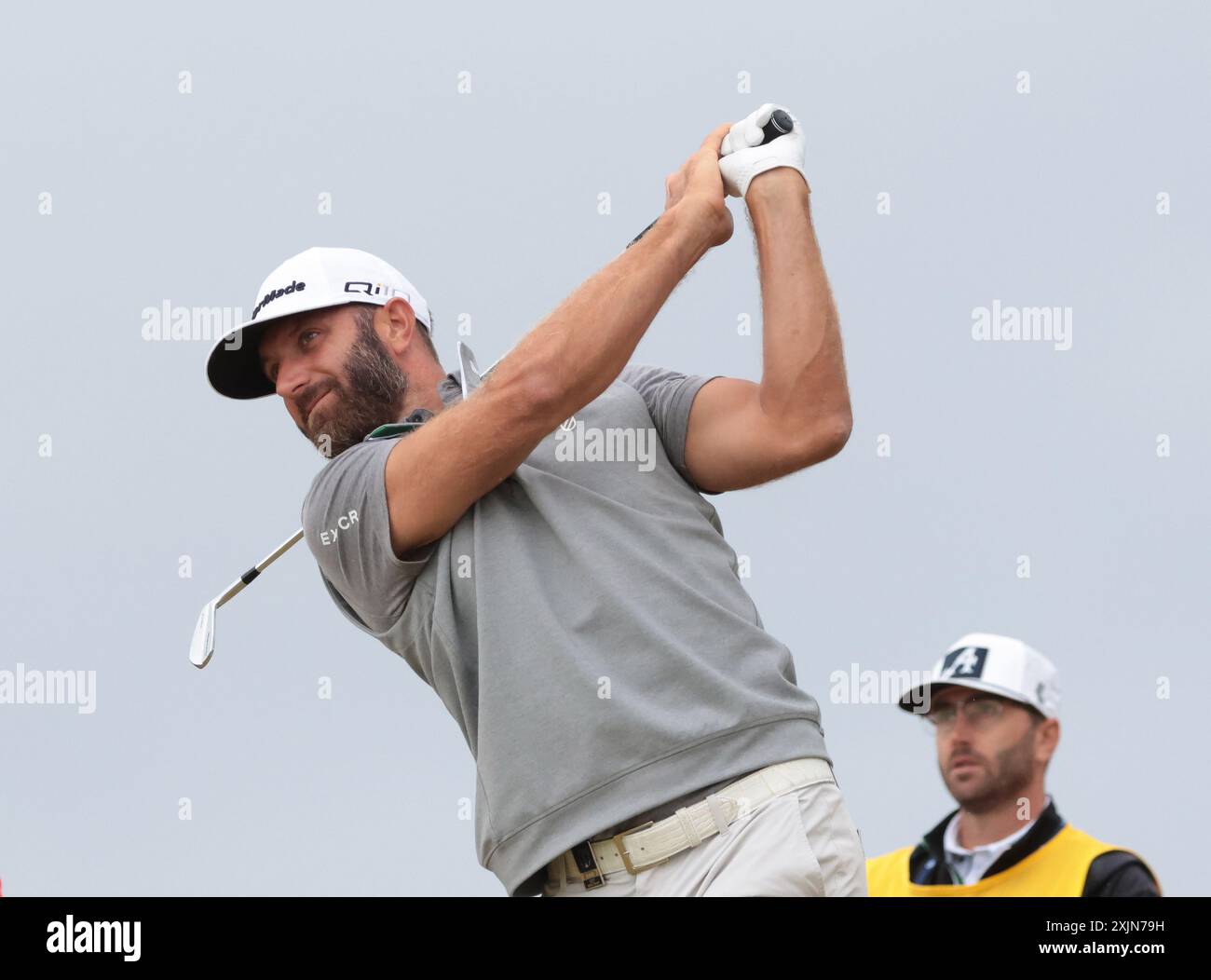 Troon, UK. 19th July, 2024. American Dustin Johnson tees off during the ...
