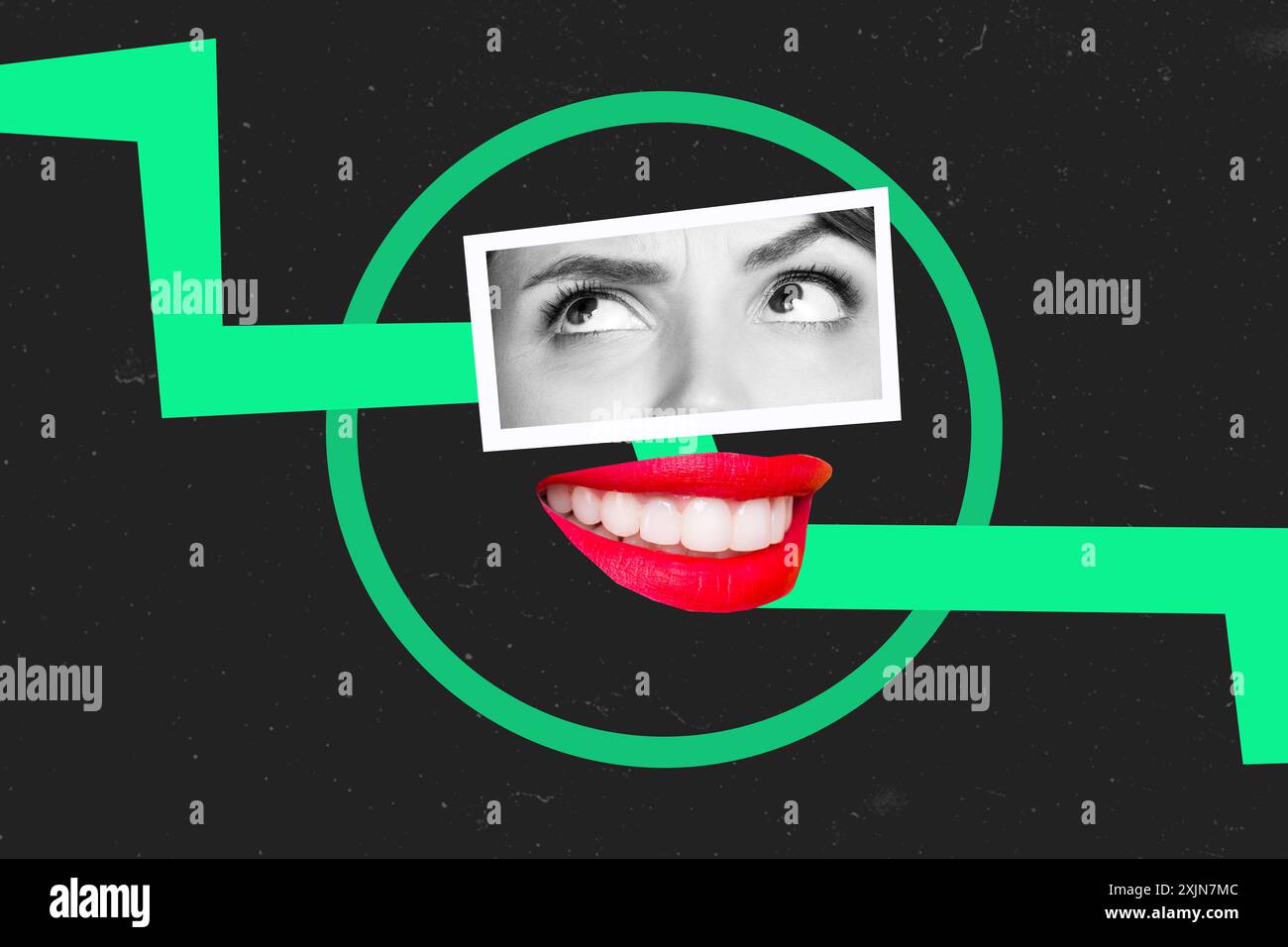 Composite photo collage of part face frown unhappy eyes playful mouth ...