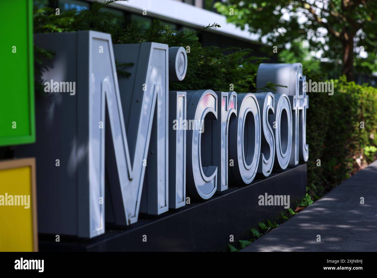 Logo / Schriftzug der Firma Microsoft am 19.07.2024 in München. Durch ein IT-Problem bei den ...