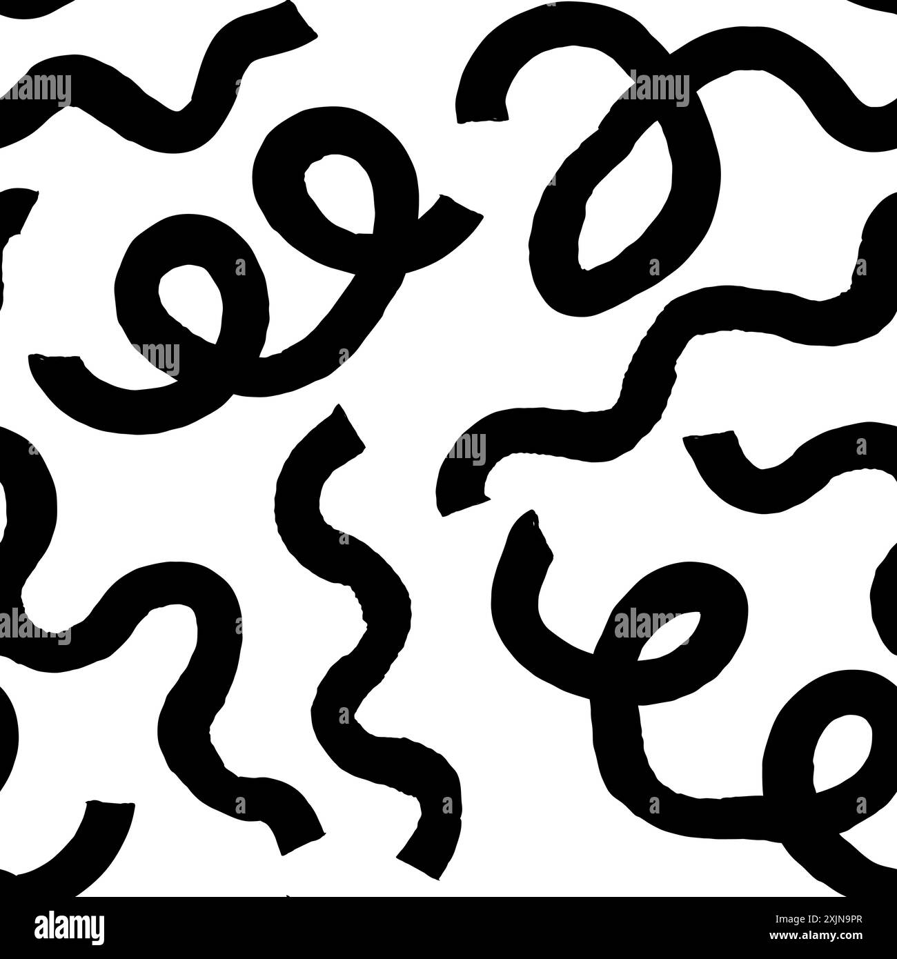 Seamless abstract pattern with squiggles and scribbles. Weaved curved ...