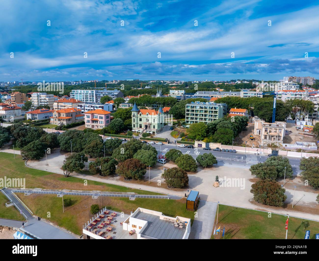 Aerial view of the beautiful luxury hotel villa by the Atlantic ocean ...