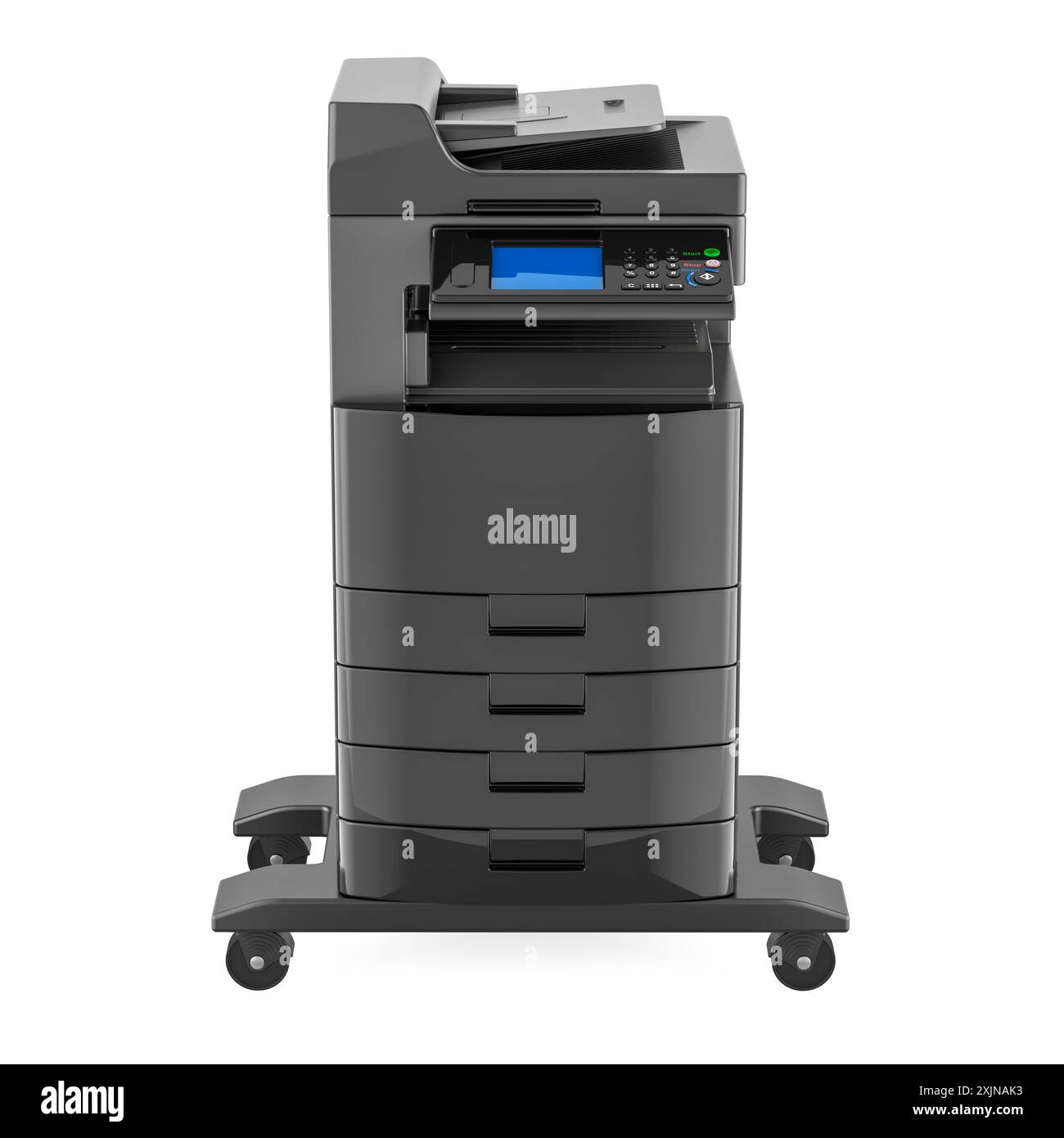 Black Office Multifunction Printer MFP, front view. 3D rendering ...