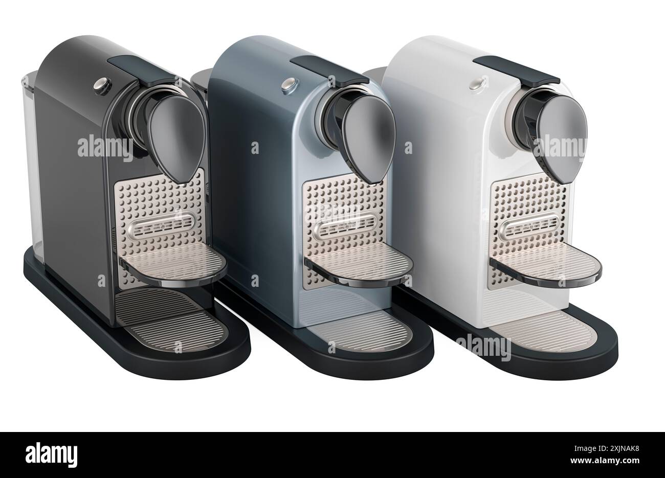 Coffee Pod Machines. Black, grey and white colors. 3D rendering ...