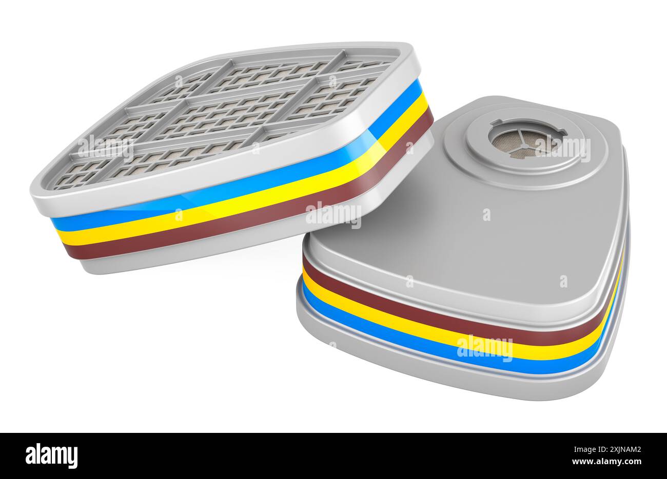 Respirator cartridges. Filter boxes from respirator, 3D rendering ...