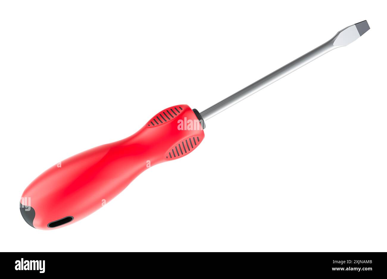 Screwdriver, red color. 3D rendering isolated on white background Stock ...