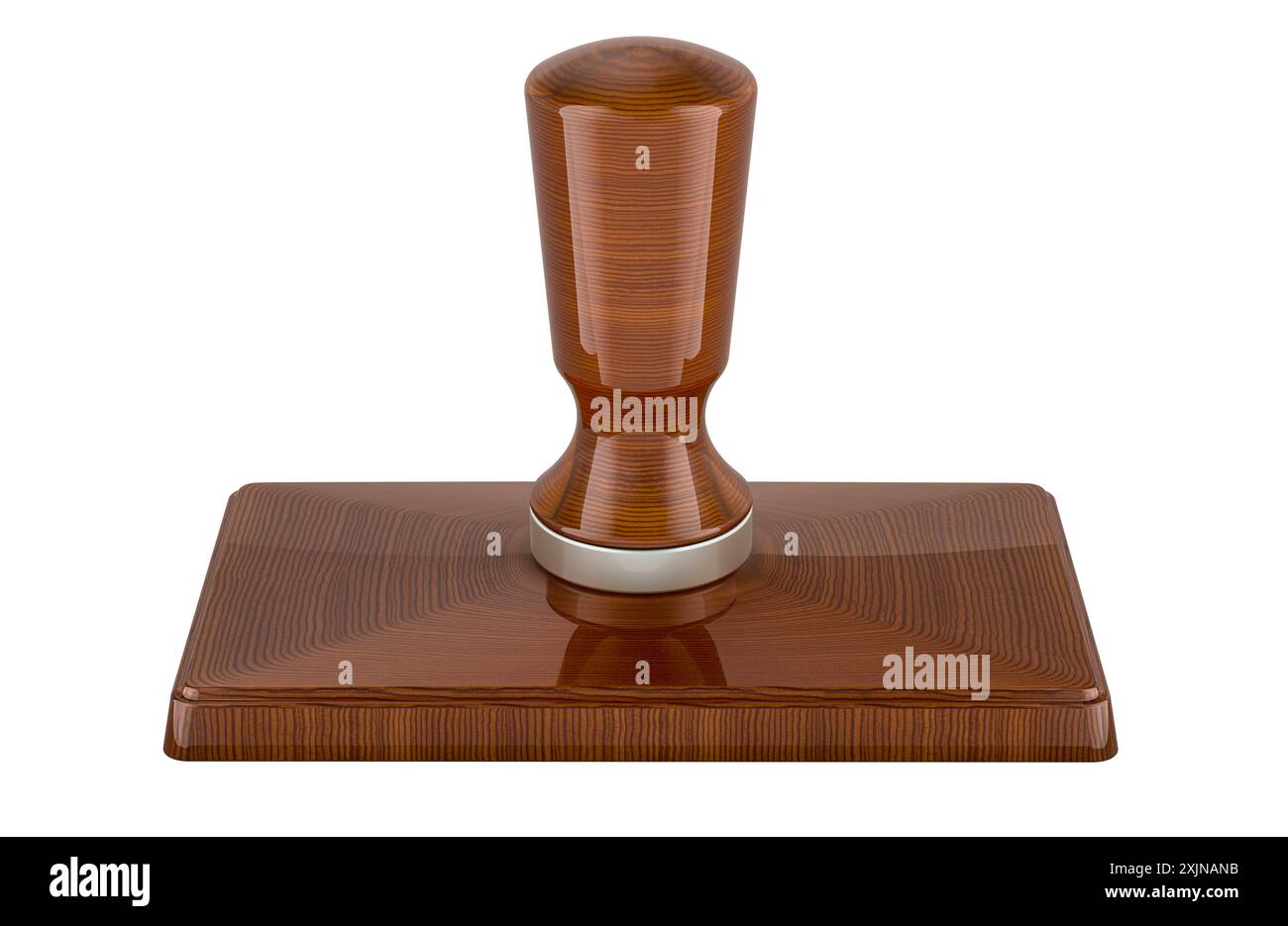 Wood Rubber Stamp, side view. 3D rendering isolated on white background ...