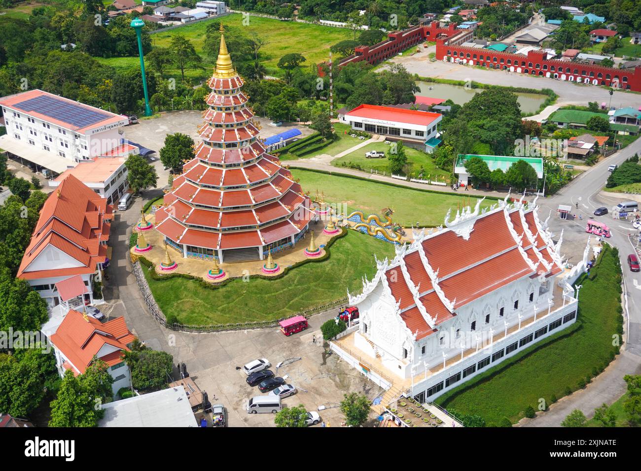 The red Temple in Wat Huay Pla Kang, Thailand Stock Photo - Alamy