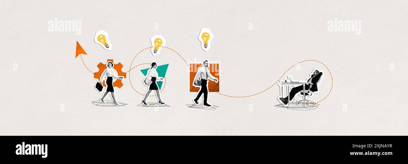 Composite trend artwork collage of collaboration cogwheel teamwork ...
