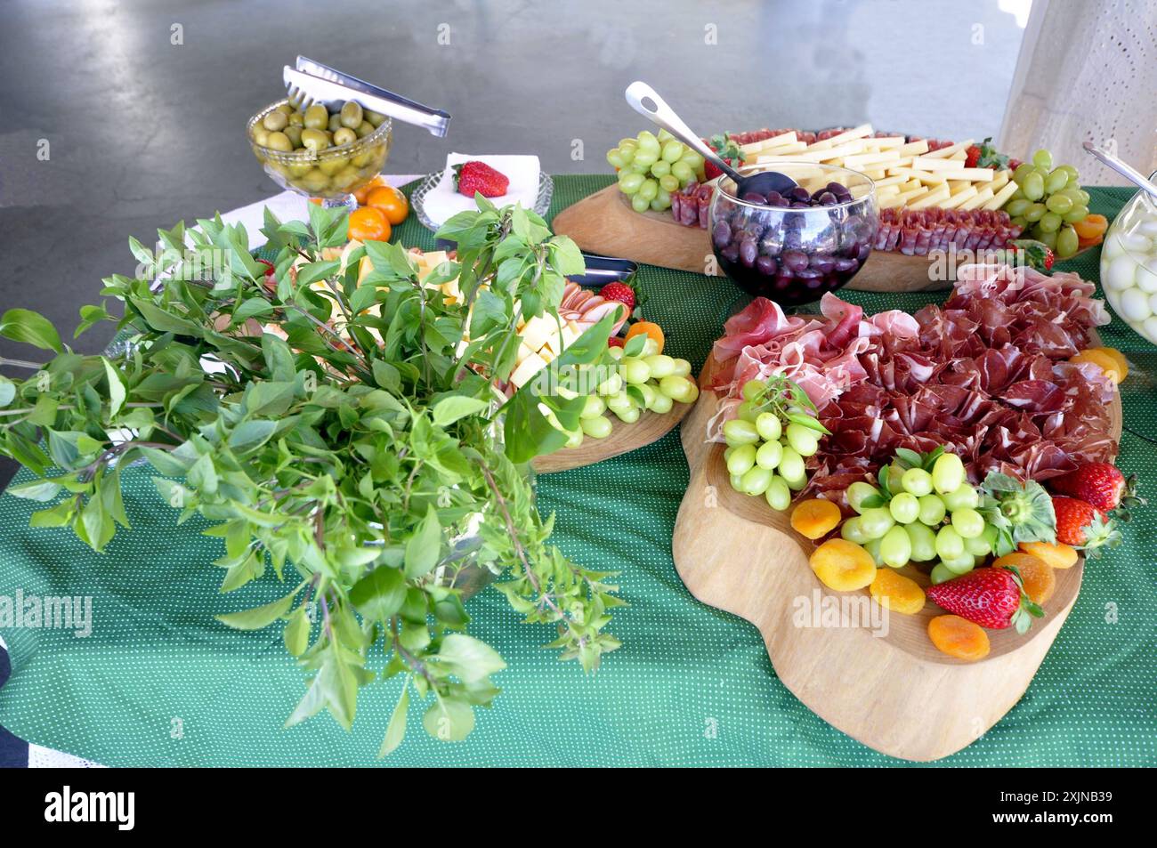 Cold cuts board with various types of products and decoration Stock ...