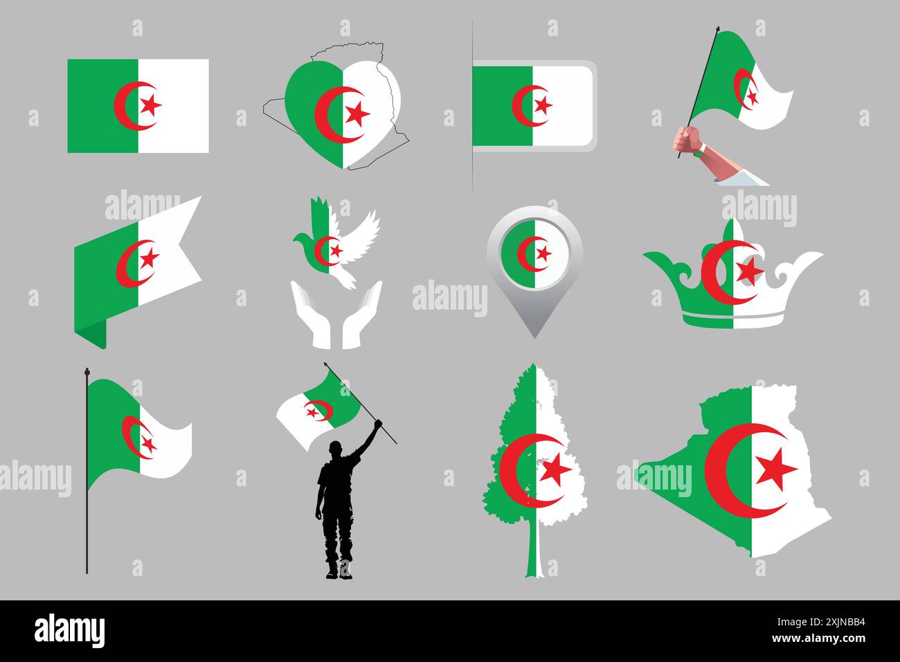 Flag of Algeria Set Stock Vector Image & Art - Alamy