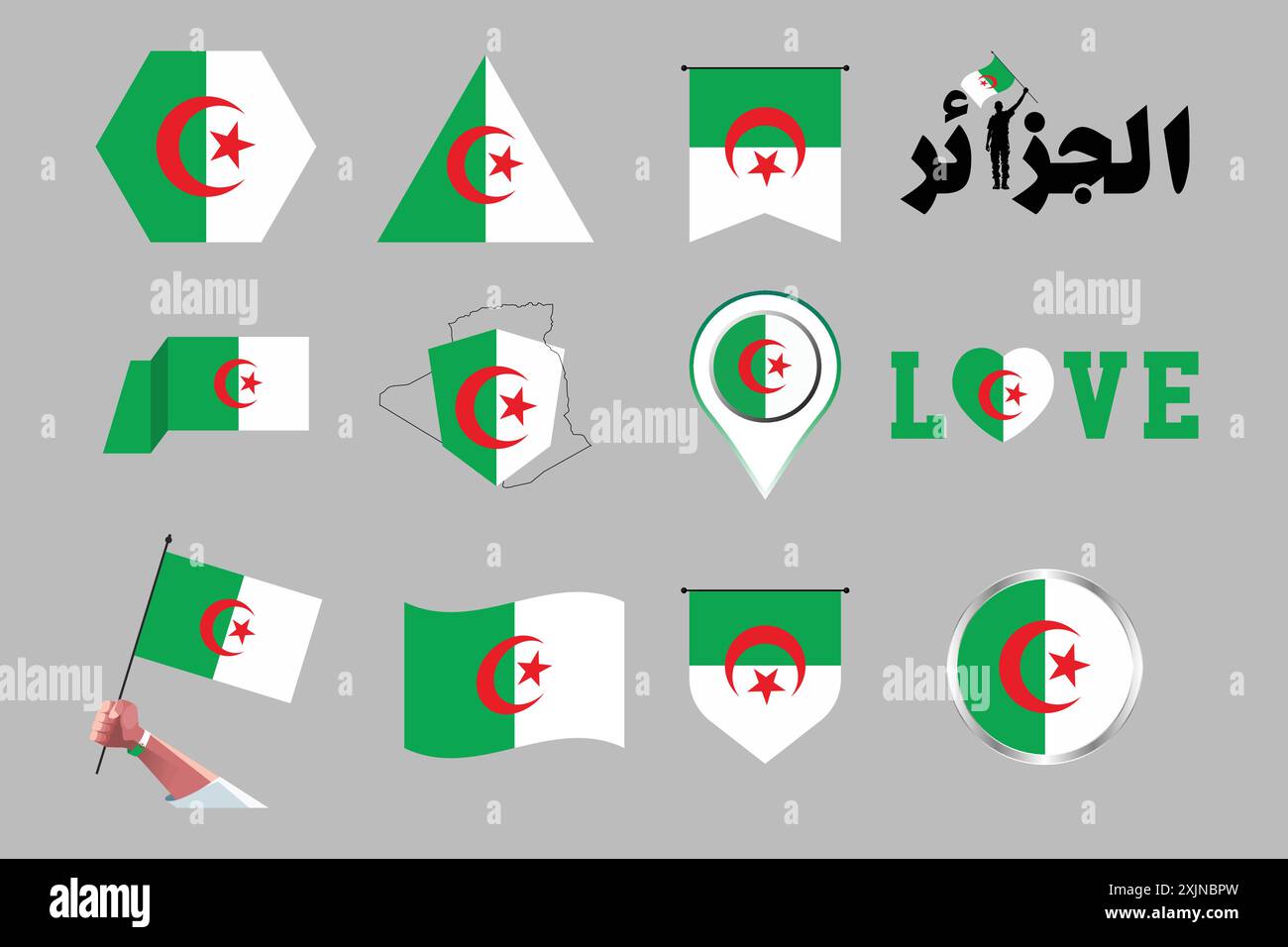 Flag of Algeria Set Stock Vector Image & Art - Alamy