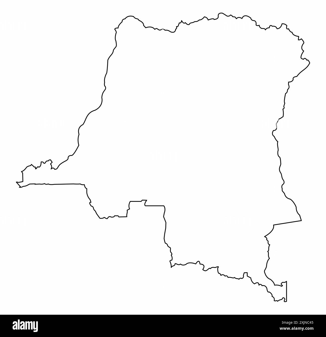 Democratic Republic of the Congo outline map isolated on white ...