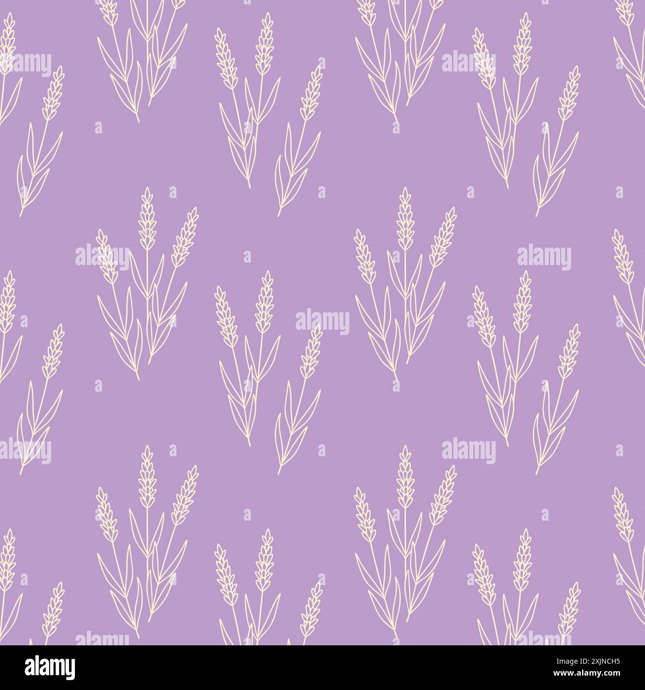 Lilac pattern with Lavender flowers contour drawing, Provencal style ...