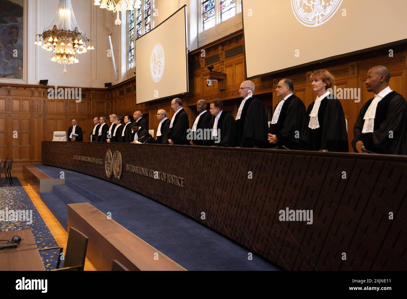 The Hague, Netherlands. 19th July, 2024. Judges attend a public session ...