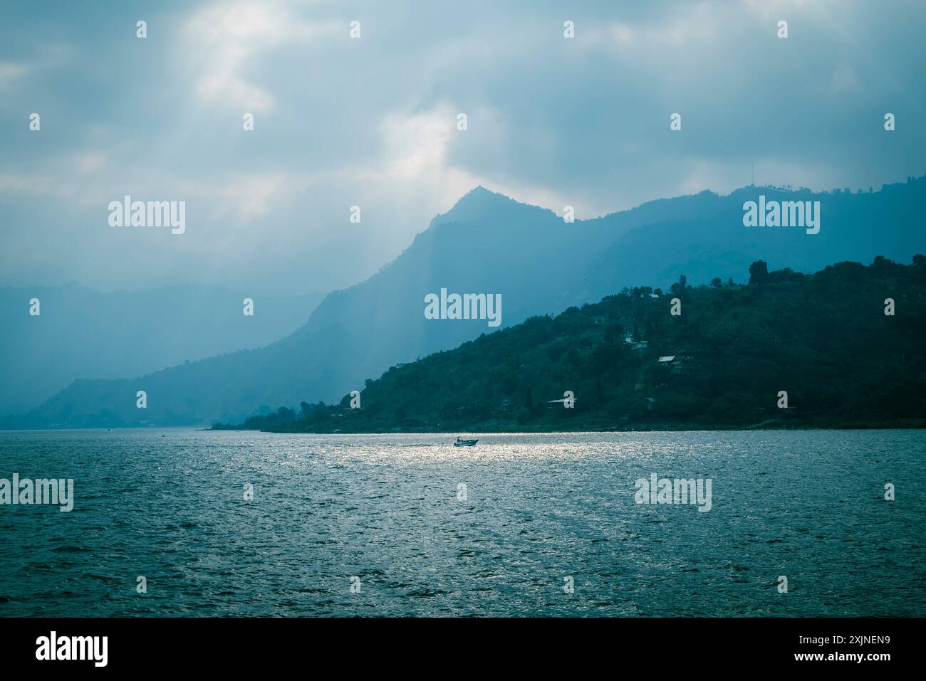 View of the Lake Atitlan from San Marcos La Laguna Guatemala, Central ...