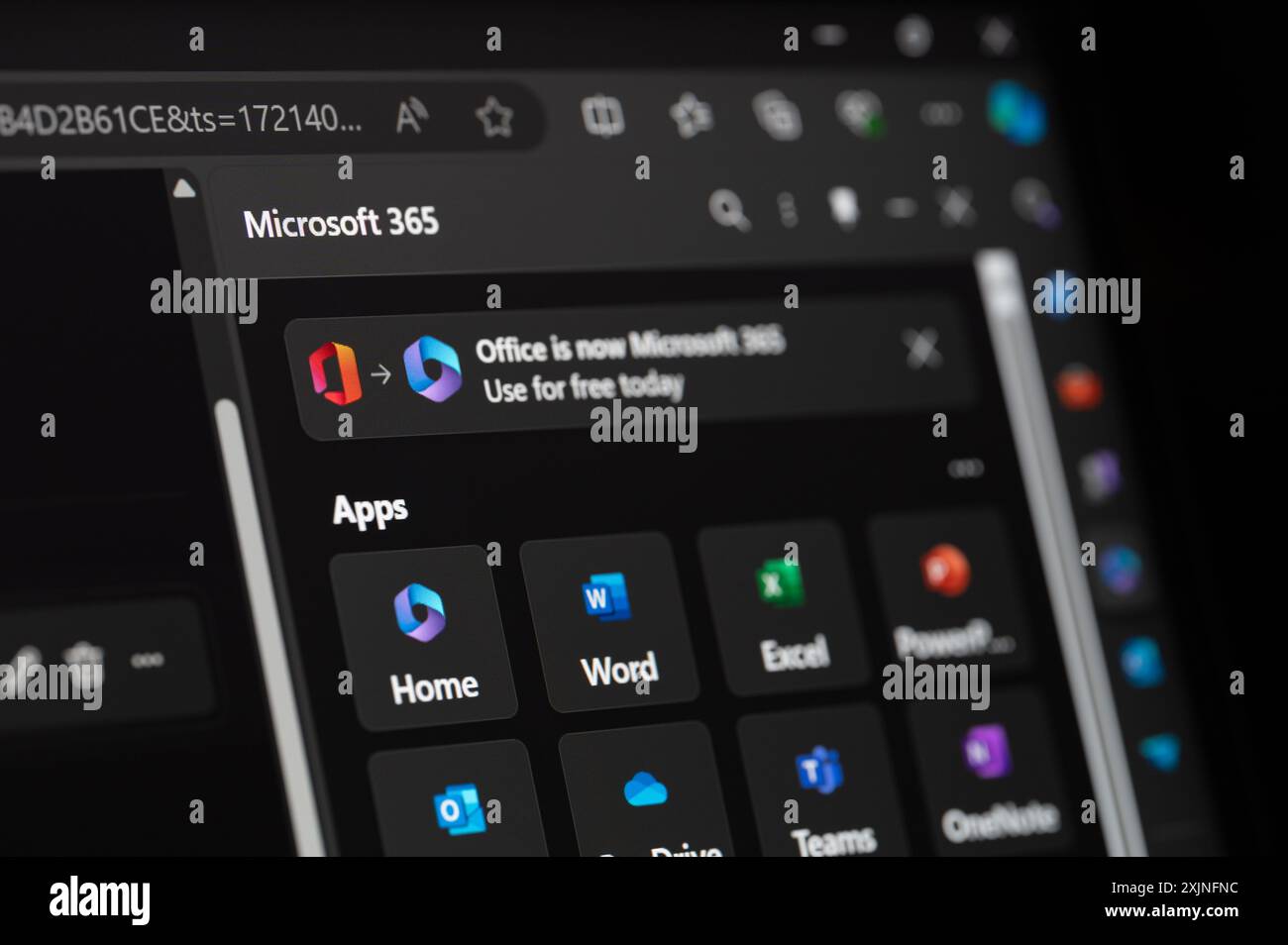 New York, USA - July 19, 2024: Home screen in Microsoft office 365 apps ...