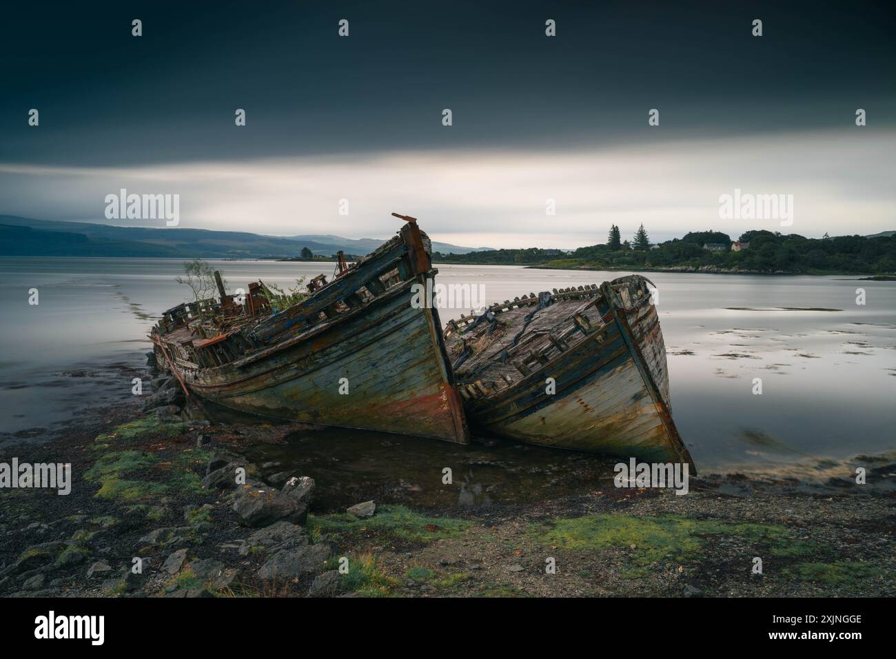 Wrecked boats Salen Isle of Mull Scotland Stock Photo - Alamy