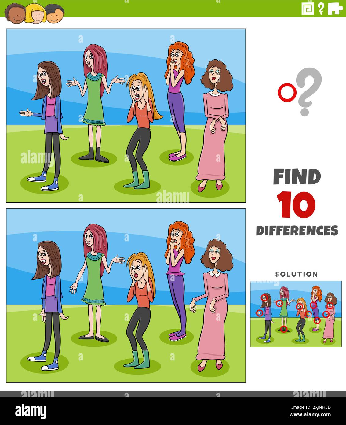 Cartoon illustration of finding the differences between pictures ...