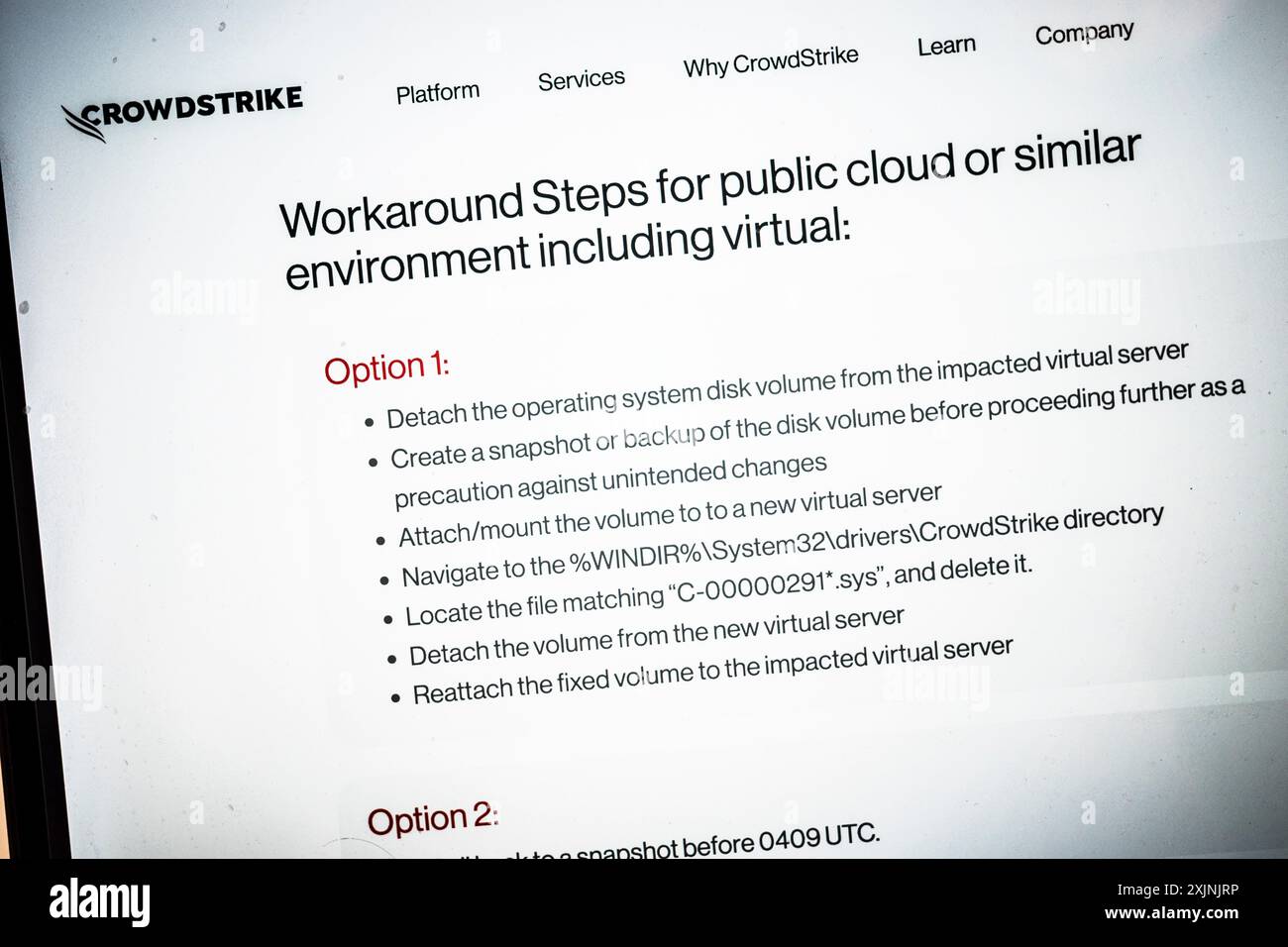 Internet, USA. 19th July, 2024. A statement from Cloudstrike on fixing ...