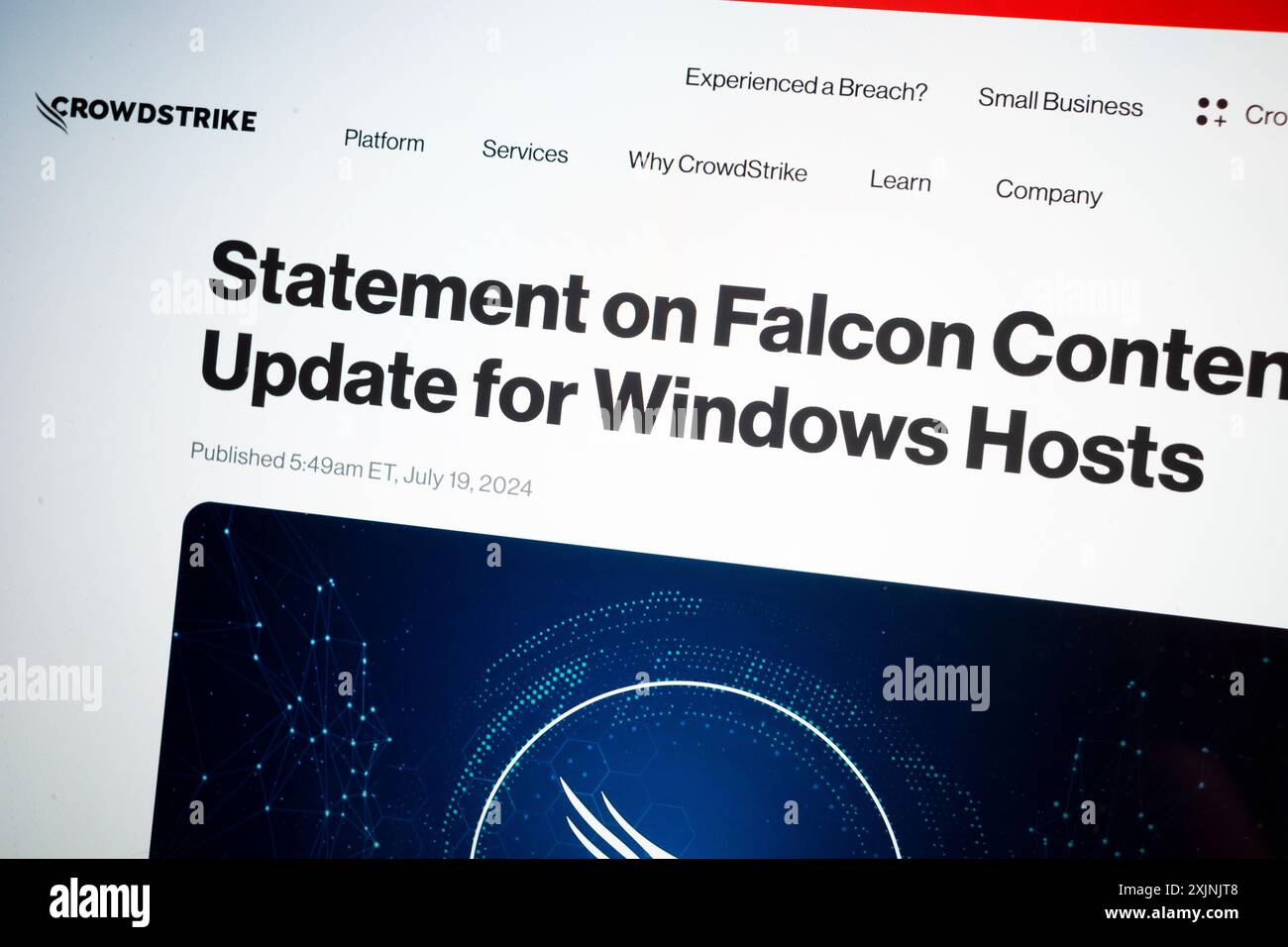 Internet, USA. 19th July, 2024. A statement from Cloudstrike on fixing ...