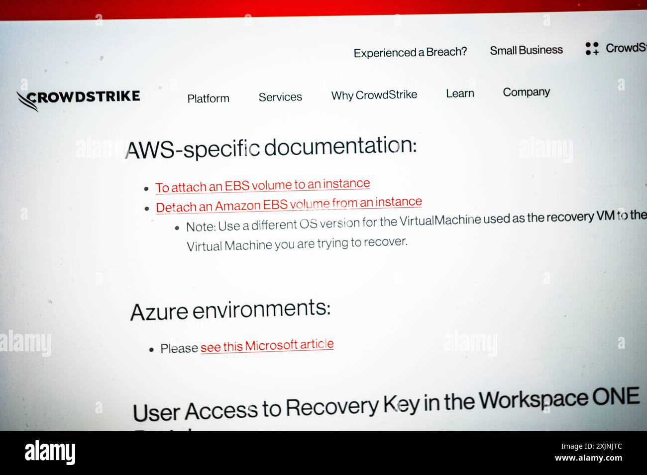 Internet, USA. 19th July, 2024. A statement from Cloudstrike on fixing ...