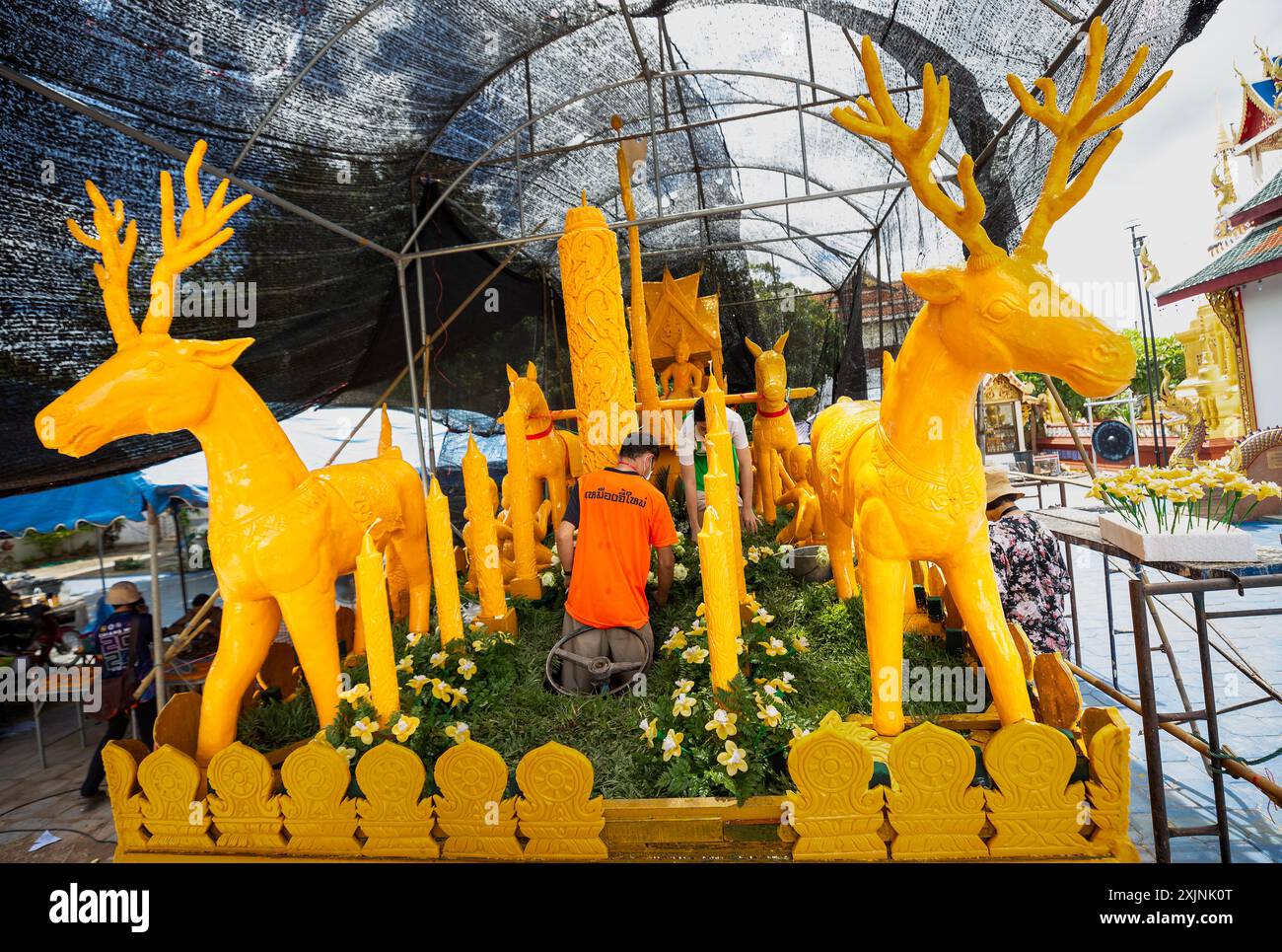 July 19, 2024, Ban Pa Tan, Lamphun, Thailand: Thai Villagers decorate ...