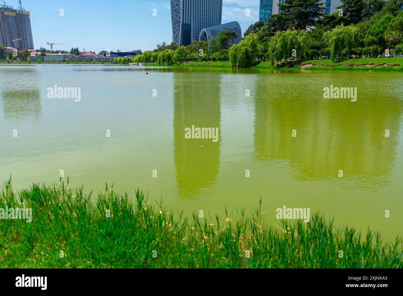 Batumi, Georgia - 14 JUNE 2024: Nuri Lake is a natural lake surrounded ...