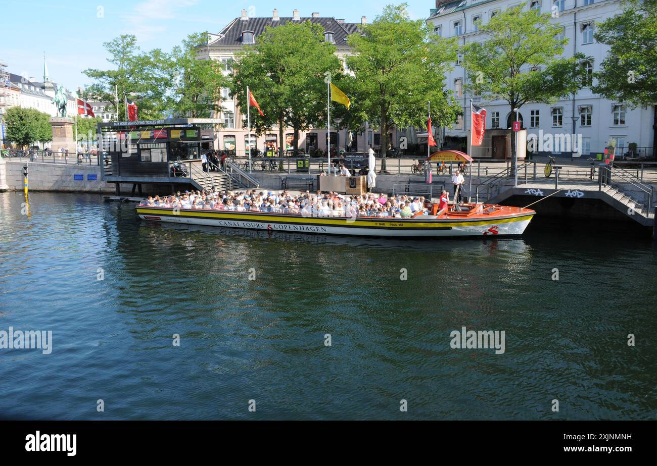 Copenhagen/ Denmark/19 July 2024/ Travelers boat ride canal tours ...