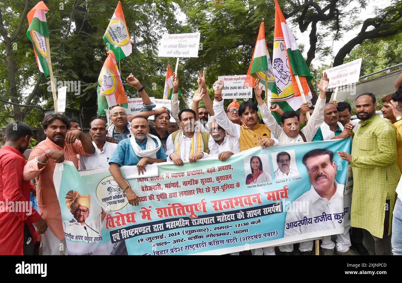 Patna, India. 19th July, 2024. PATNA, INDIA - JULY 19: Members of Bihar ...