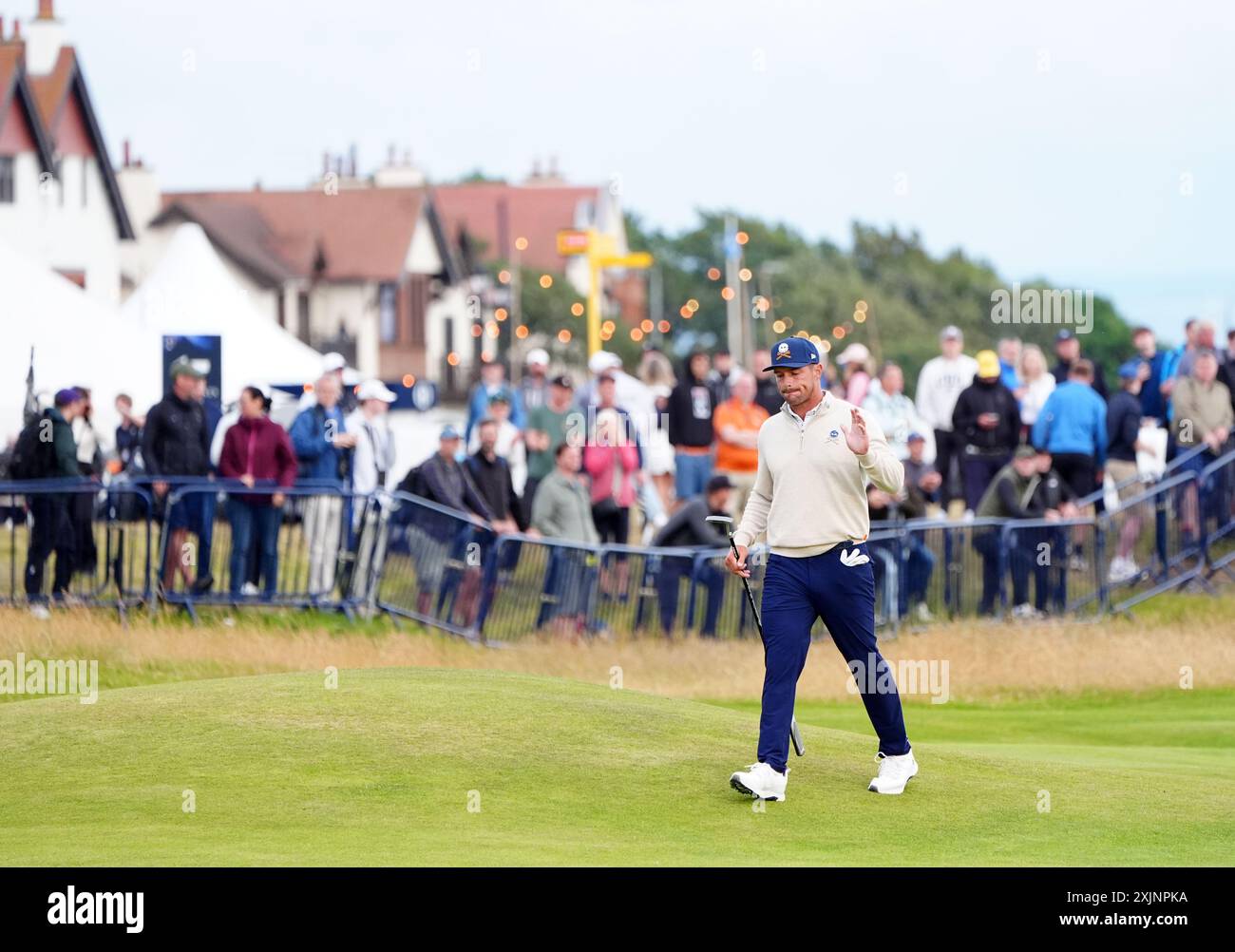USA's Bryson DeChambeau walks down the 18th during day two of The Open ...