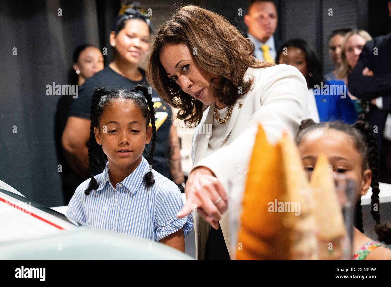 Vice President Kamala Harris, attends the opening of a pop-up ice cream ...