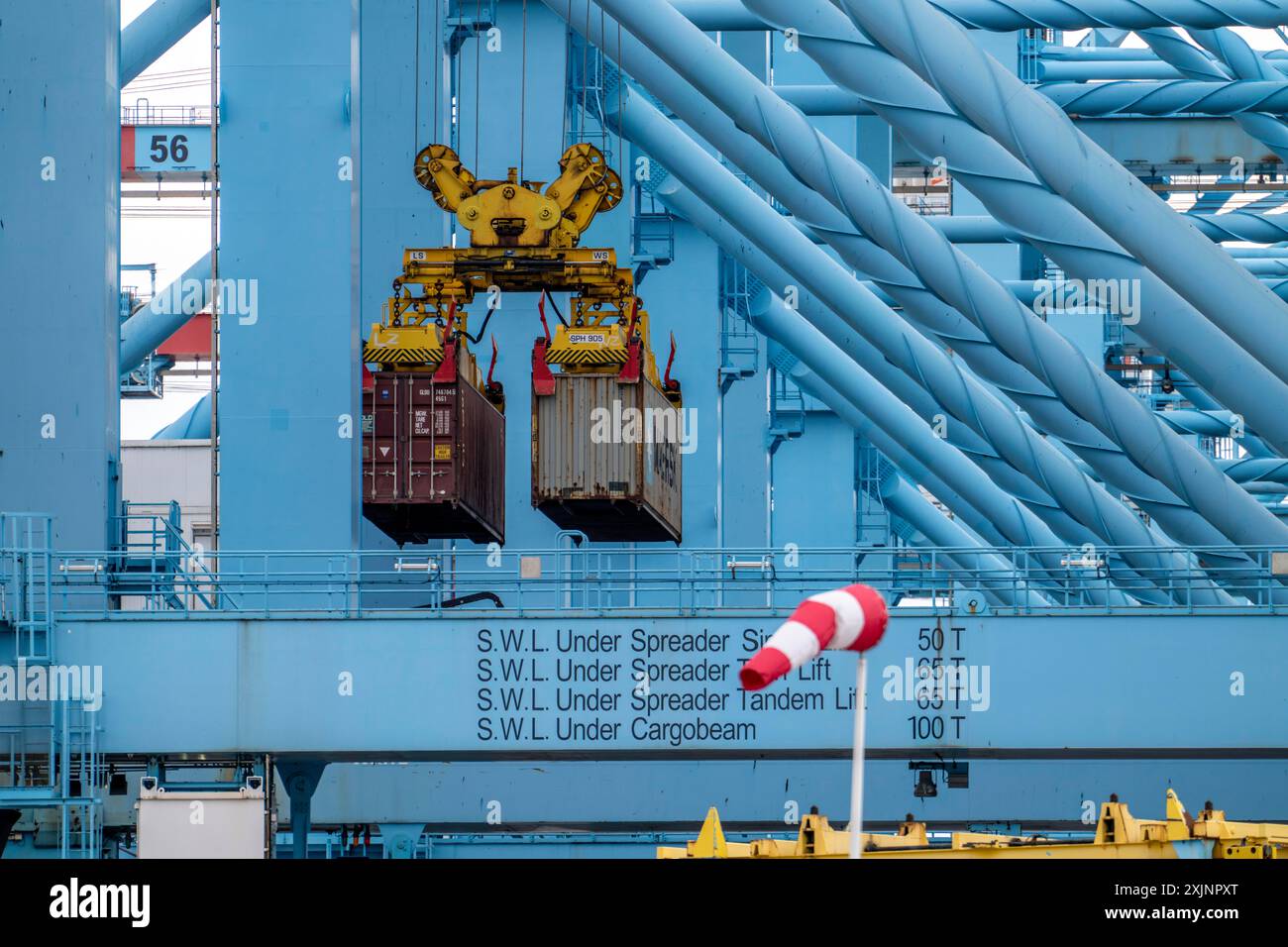 APM Container Terminal, containers being loaded by crane, seaport of ...