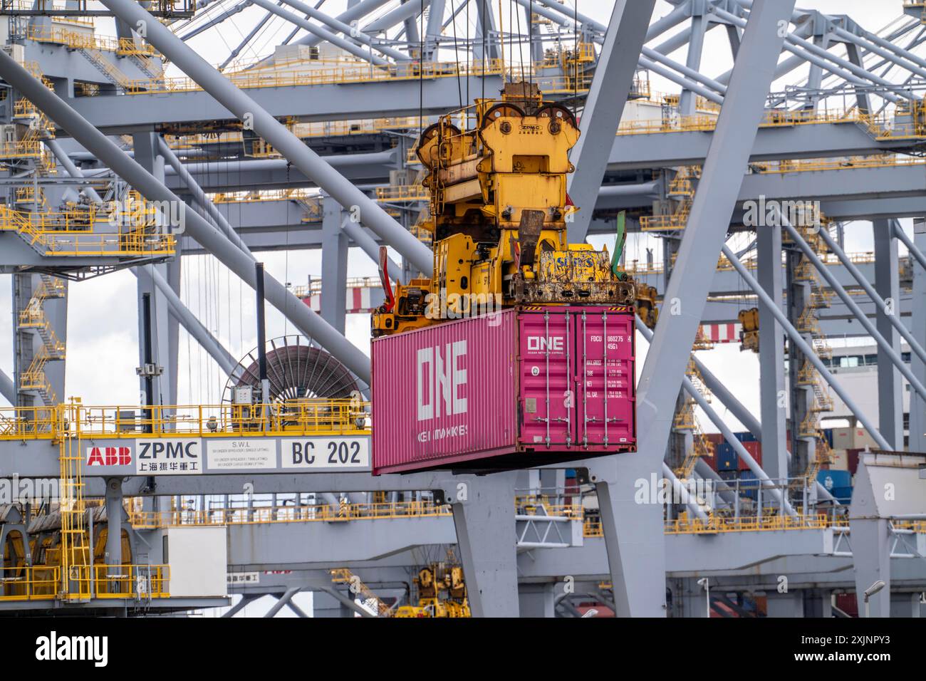 RWG Container Terminal, containers being loaded by crane, seaport of ...