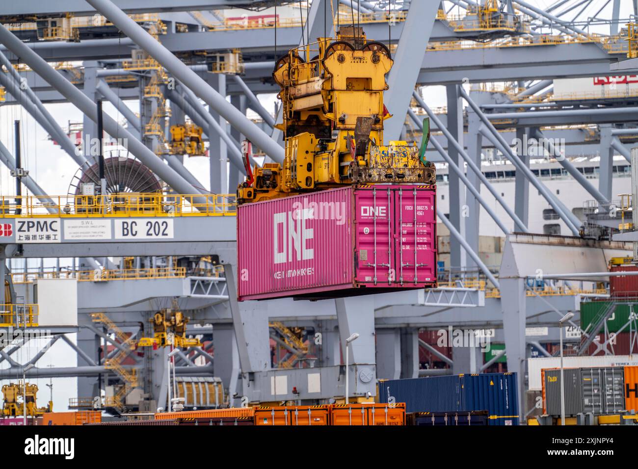 RWG Container Terminal, containers being loaded by crane, seaport of ...