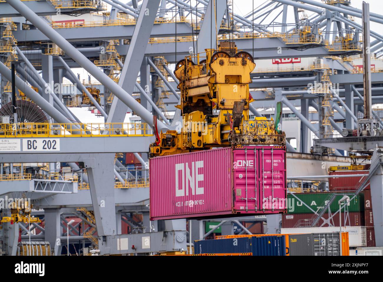 RWG Container Terminal, containers being loaded by crane, seaport of ...