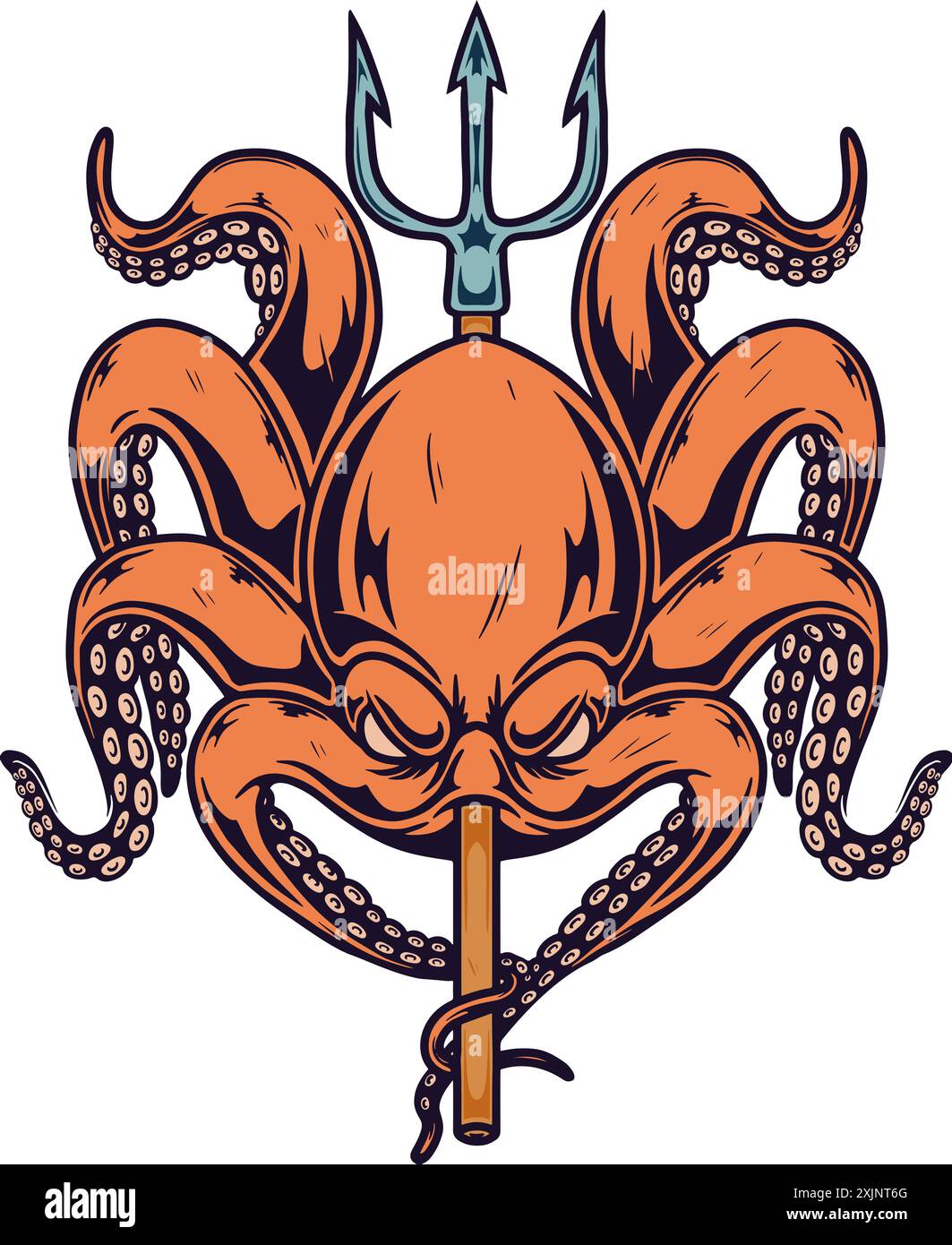 Octopus trident engraving hi-res stock photography and images - Alamy