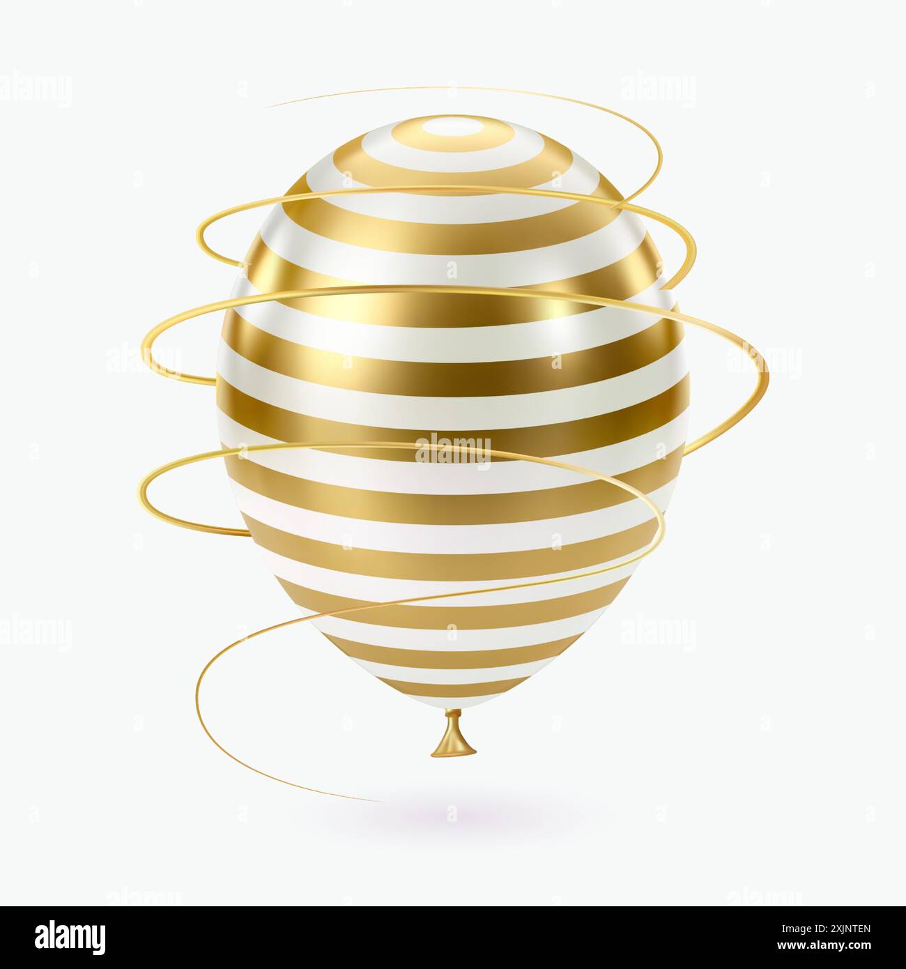 Gold white balloon. Luxury realistic balloons. Striped pattern Stock ...
