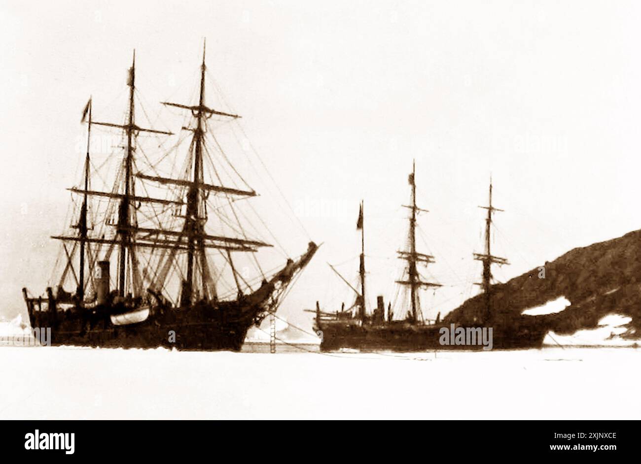 Whaling ships from Dundee, Scotland, in Greenland in 1890 Stock Photo ...