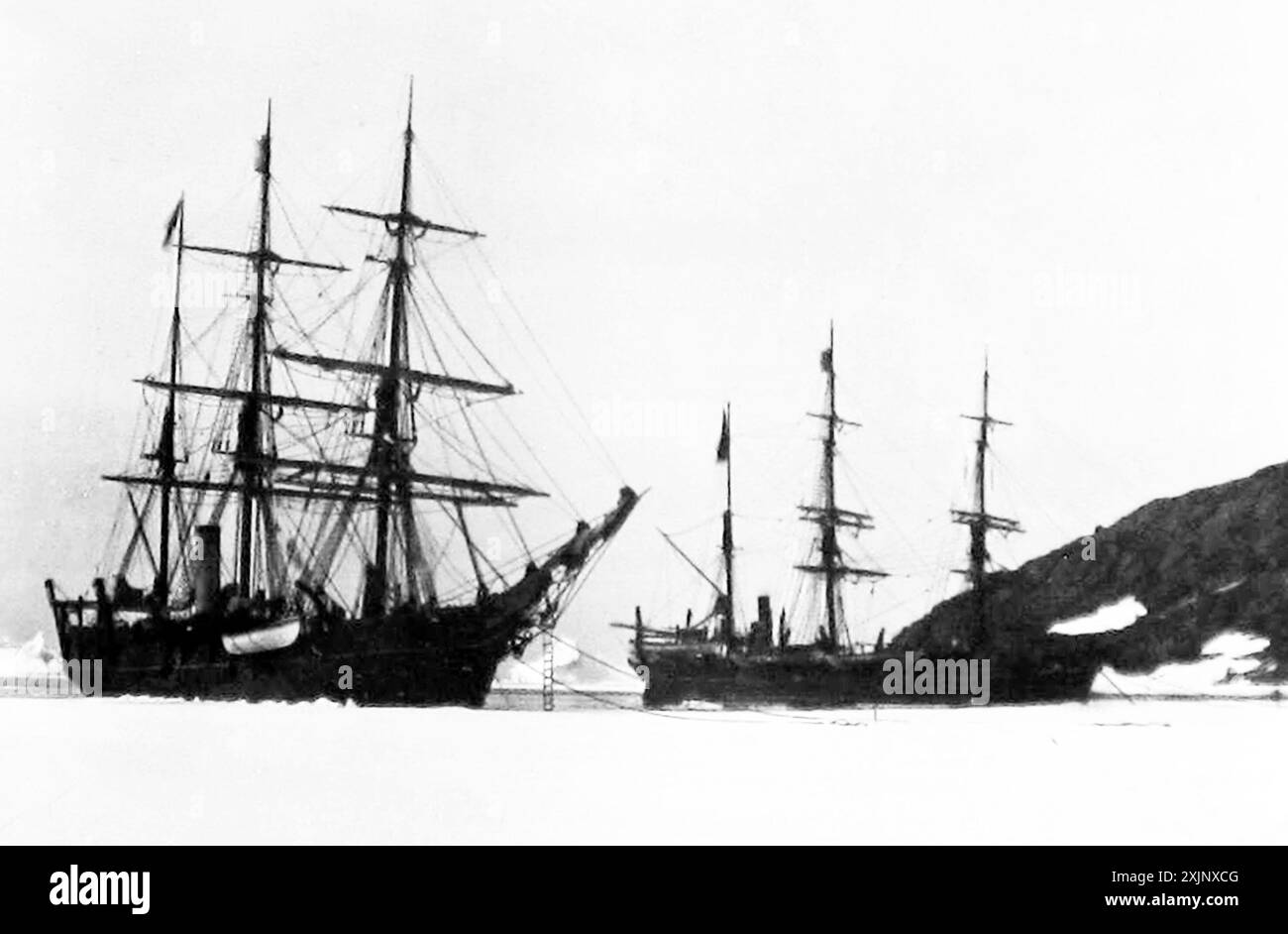 Whaling ships from Dundee, Scotland, in Greenland in 1890 Stock Photo ...