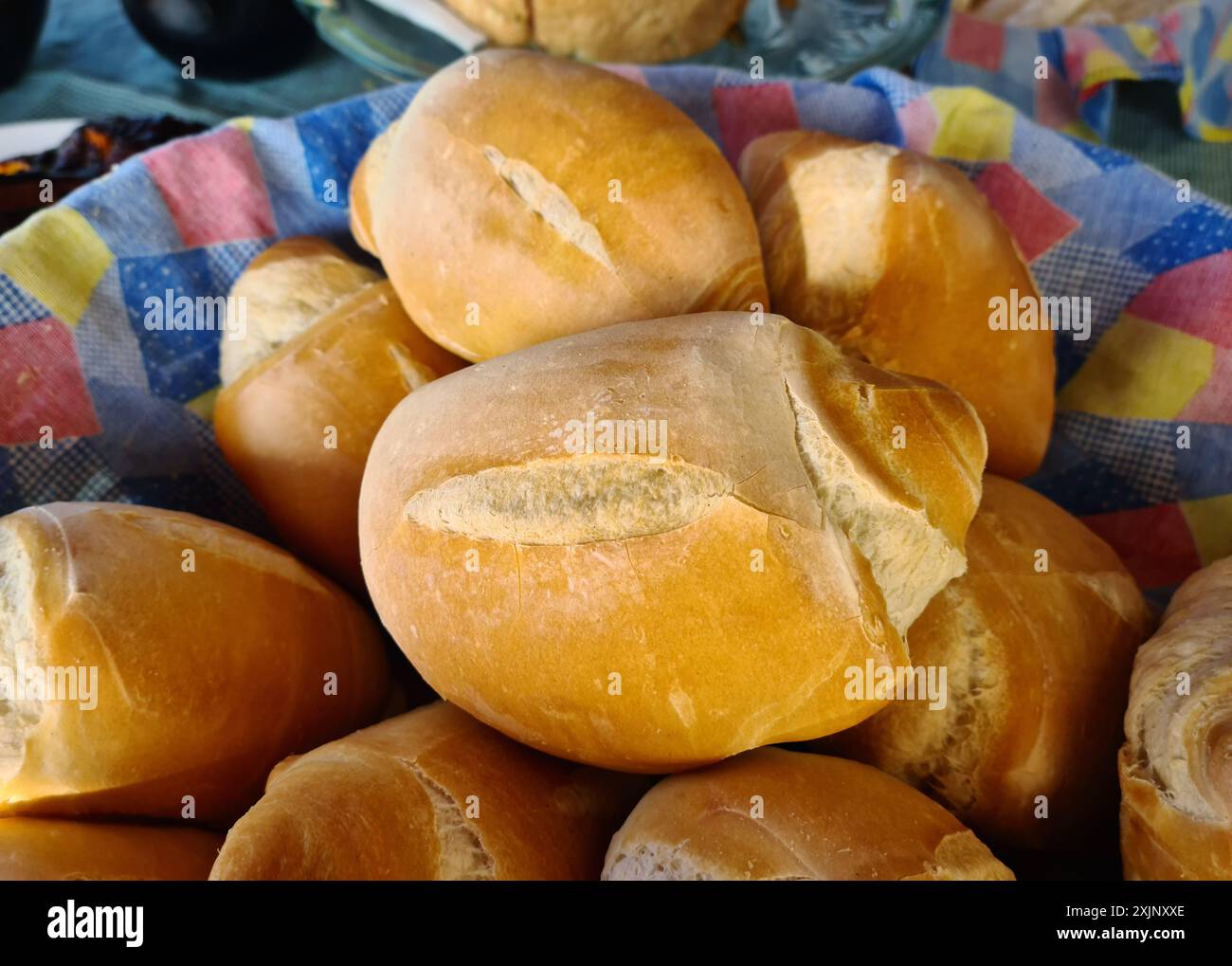 french bread basket, pao frances Stock Photo - Alamy