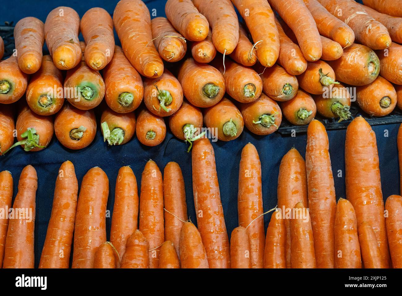 Fresh carrots on the market stall Stock Photo - Alamy