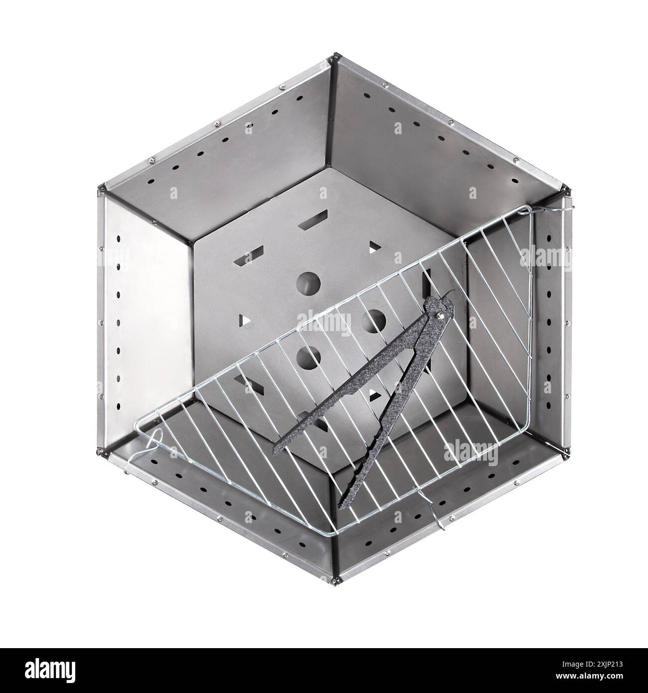 Sturdy hexagonal metal assembly with integrated grill, designed for ...