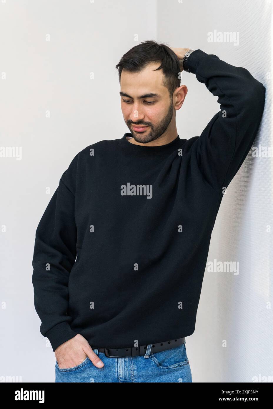 Portrait of a handsome, young man. A smiling Asian guy with a neat ...