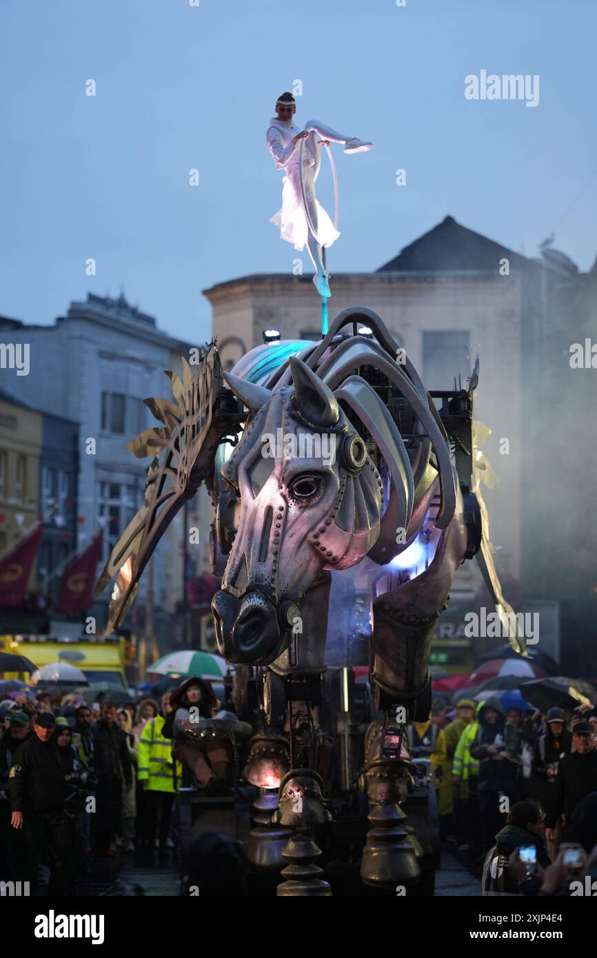 A giant winged Pegasus animatronic puppet, taken from Greek Mythology ...