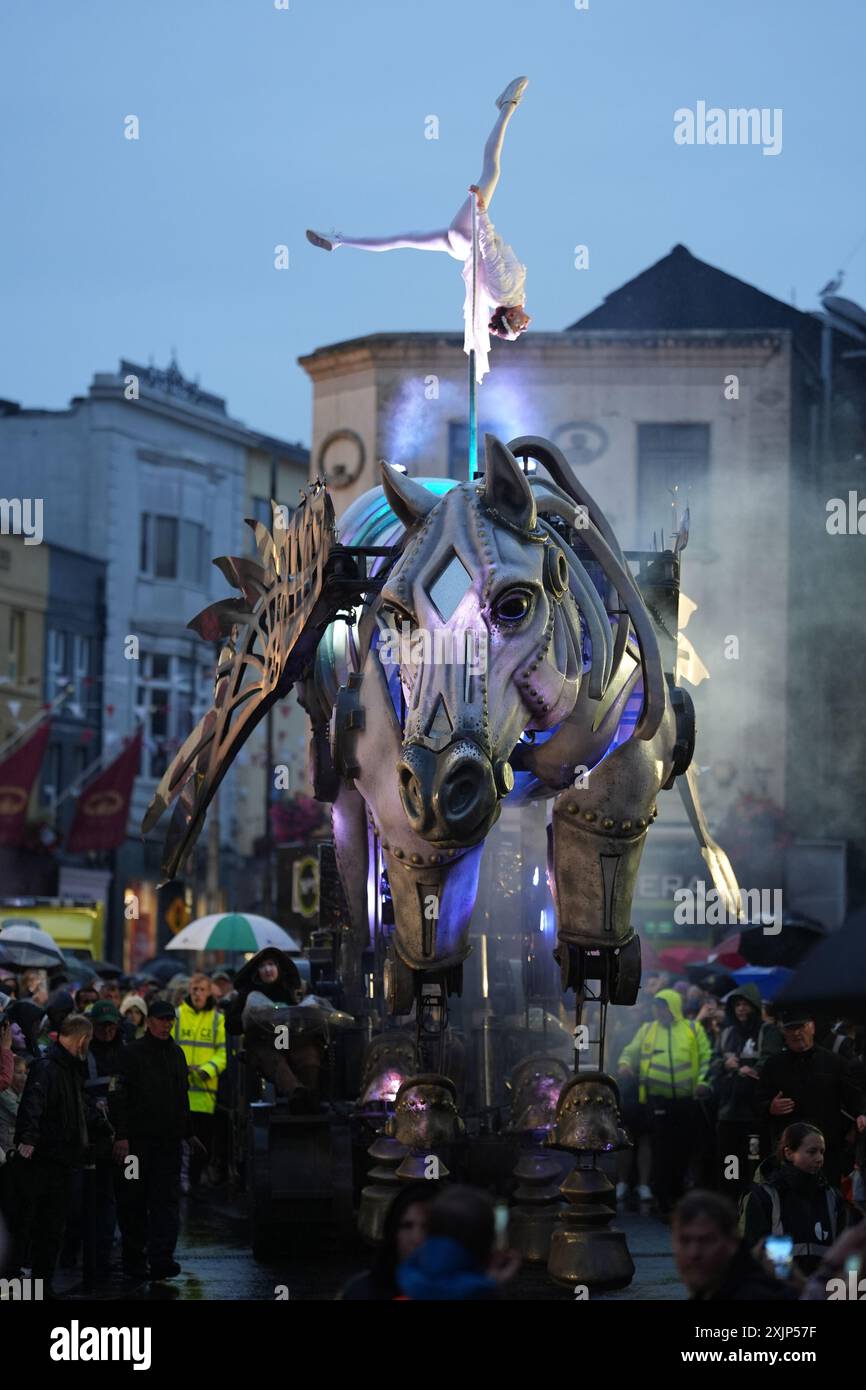 A giant winged Pegasus animatronic puppet, taken from Greek Mythology ...