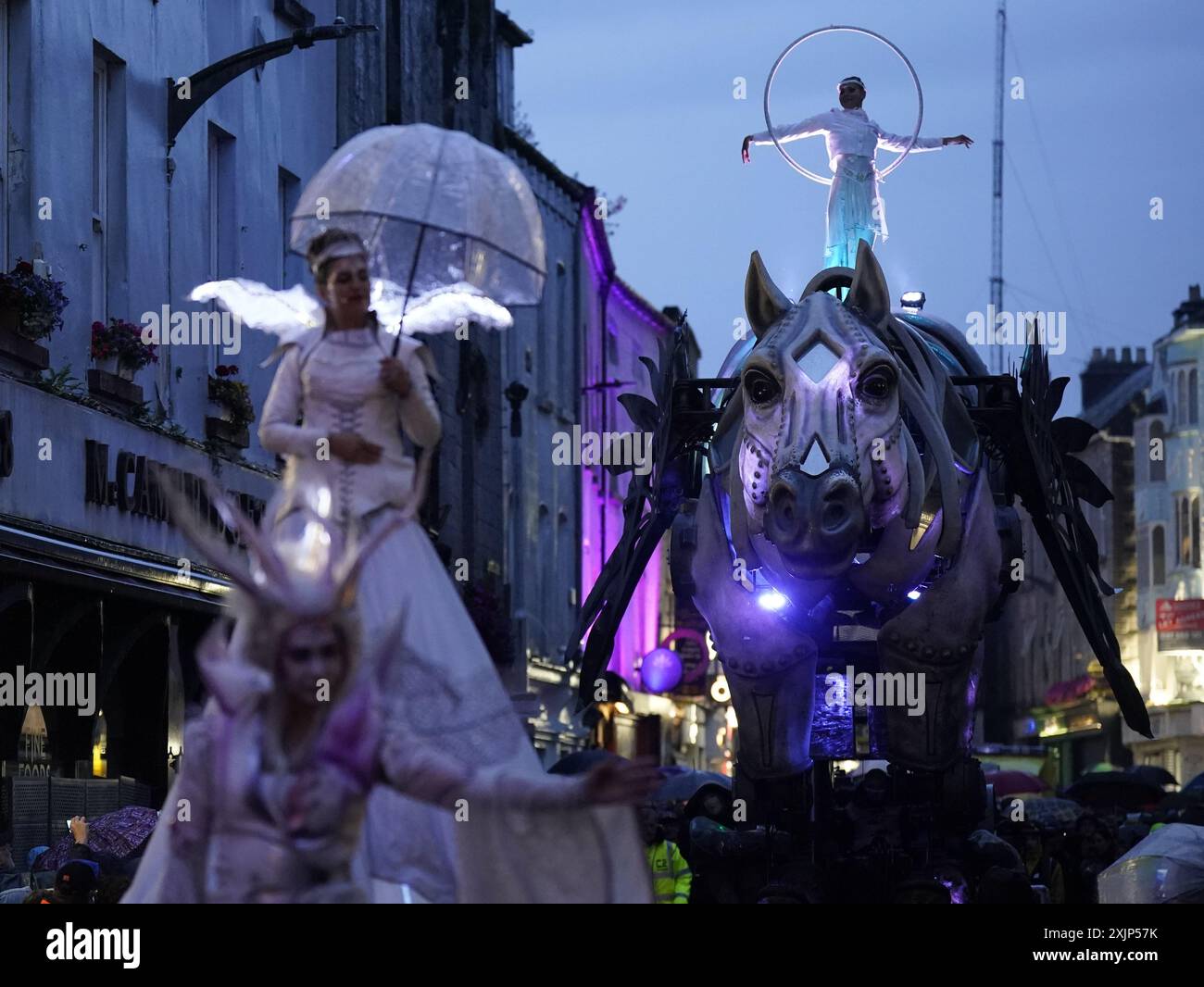 A giant winged Pegasus animatronic puppet, taken from Greek Mythology ...