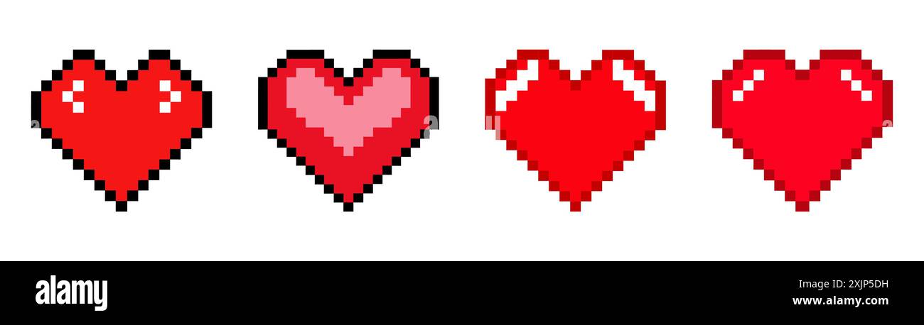 Heart vector icons. Pixel heart icons. Heart illustration Stock Vector ...
