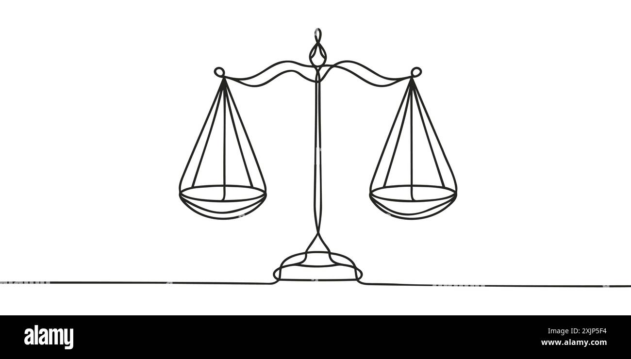 Judicial scales on white background. Continuous one line drawing ...