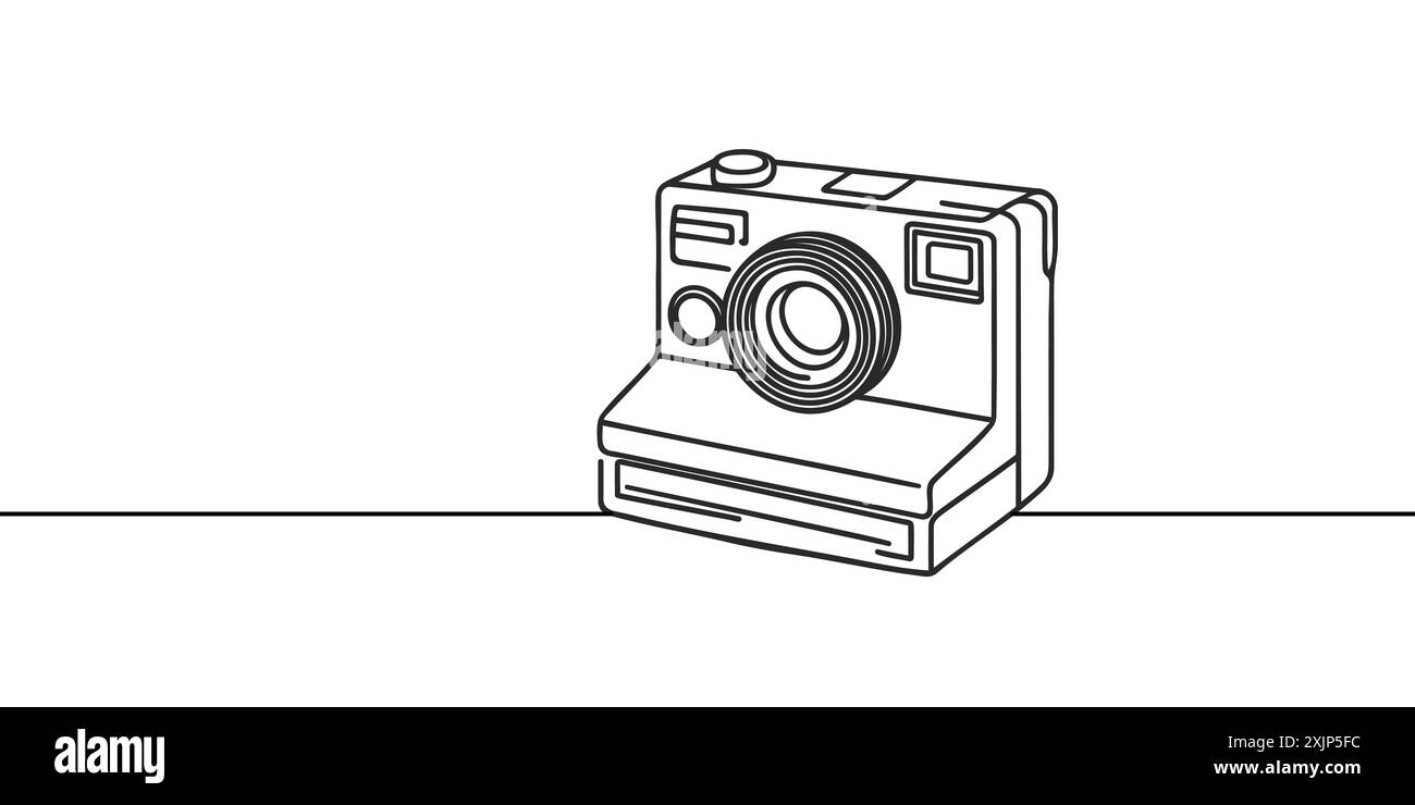 Classic Old Polaroid Camera Hand drawn Line Art Vector Stock Vector ...