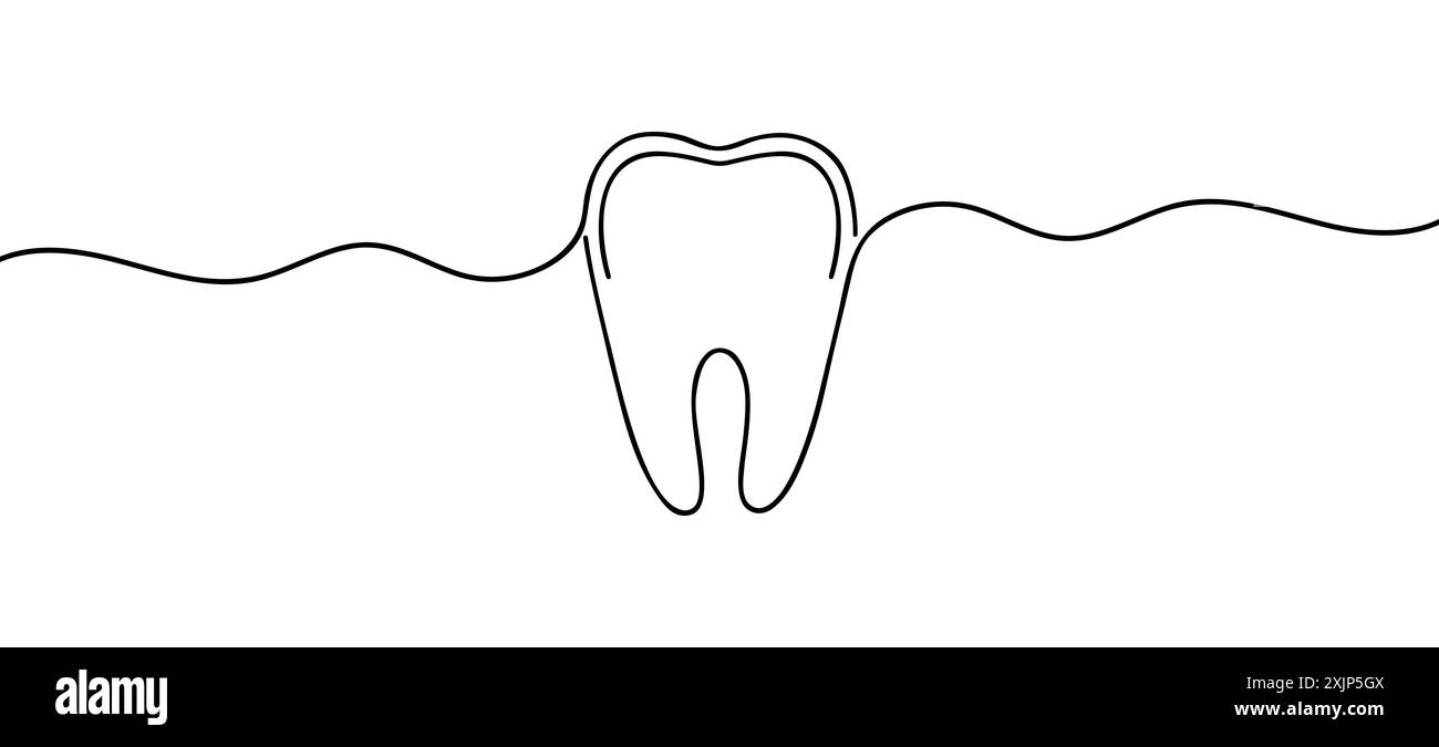 Vector continuous one line drawing of tooth Stock Vector Image & Art ...